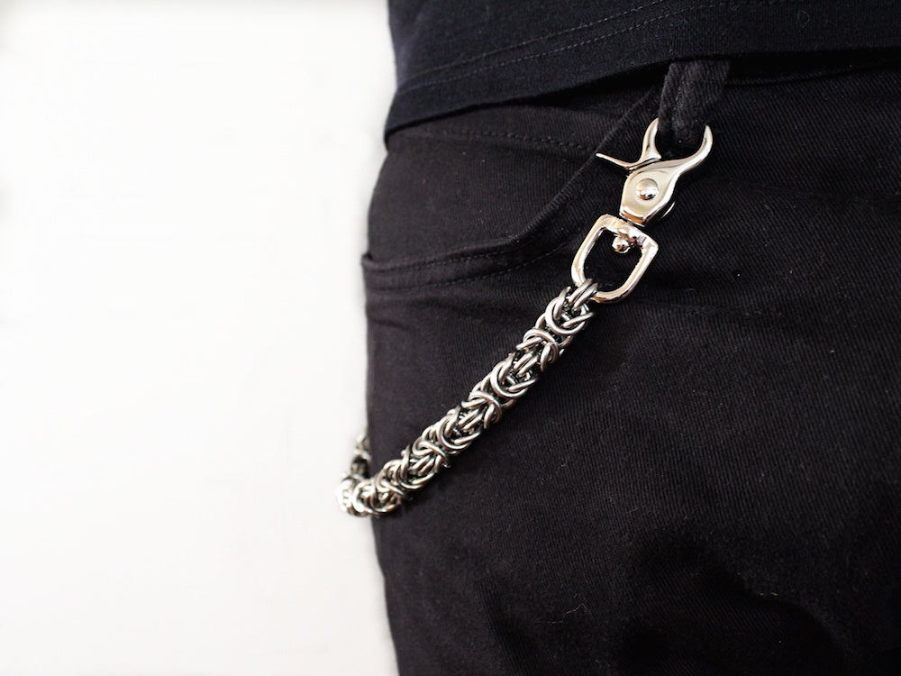 Wallet Chains - Braided Leather, Thick Stainless Steel Chains – San ...